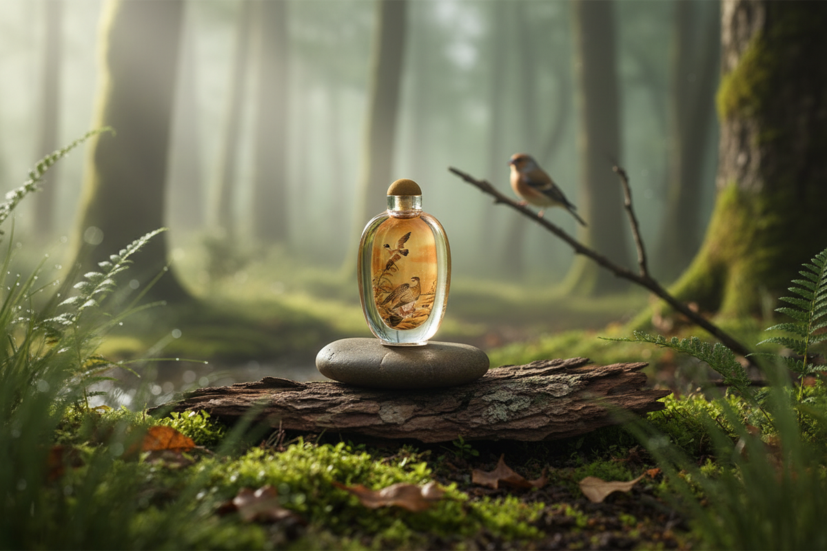 Hand-Painted Bird Art Glass Perfume Bottle | Unique Decorative ...