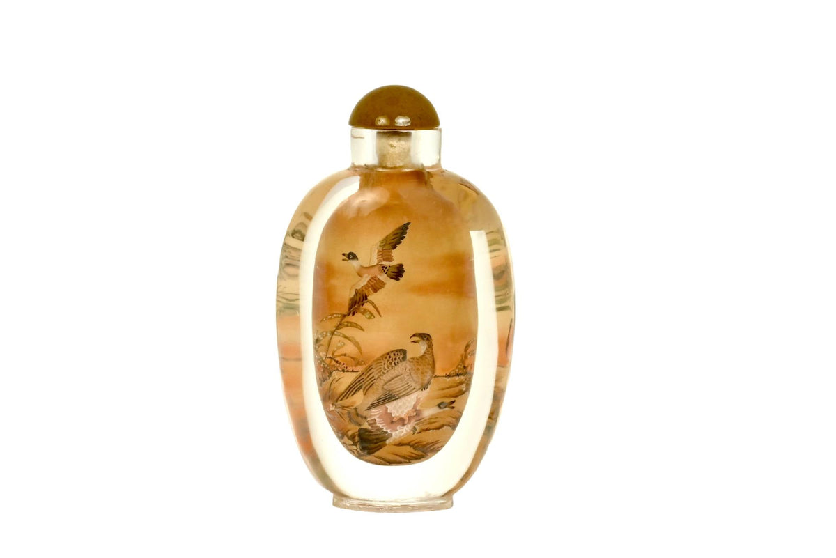 Hand-Painted Bird Art Glass Perfume Bottle | Unique Decorative ...